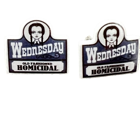 Jewelry | Wednesday Addams Wendys Logo Small Enamel Stud Earrings ...